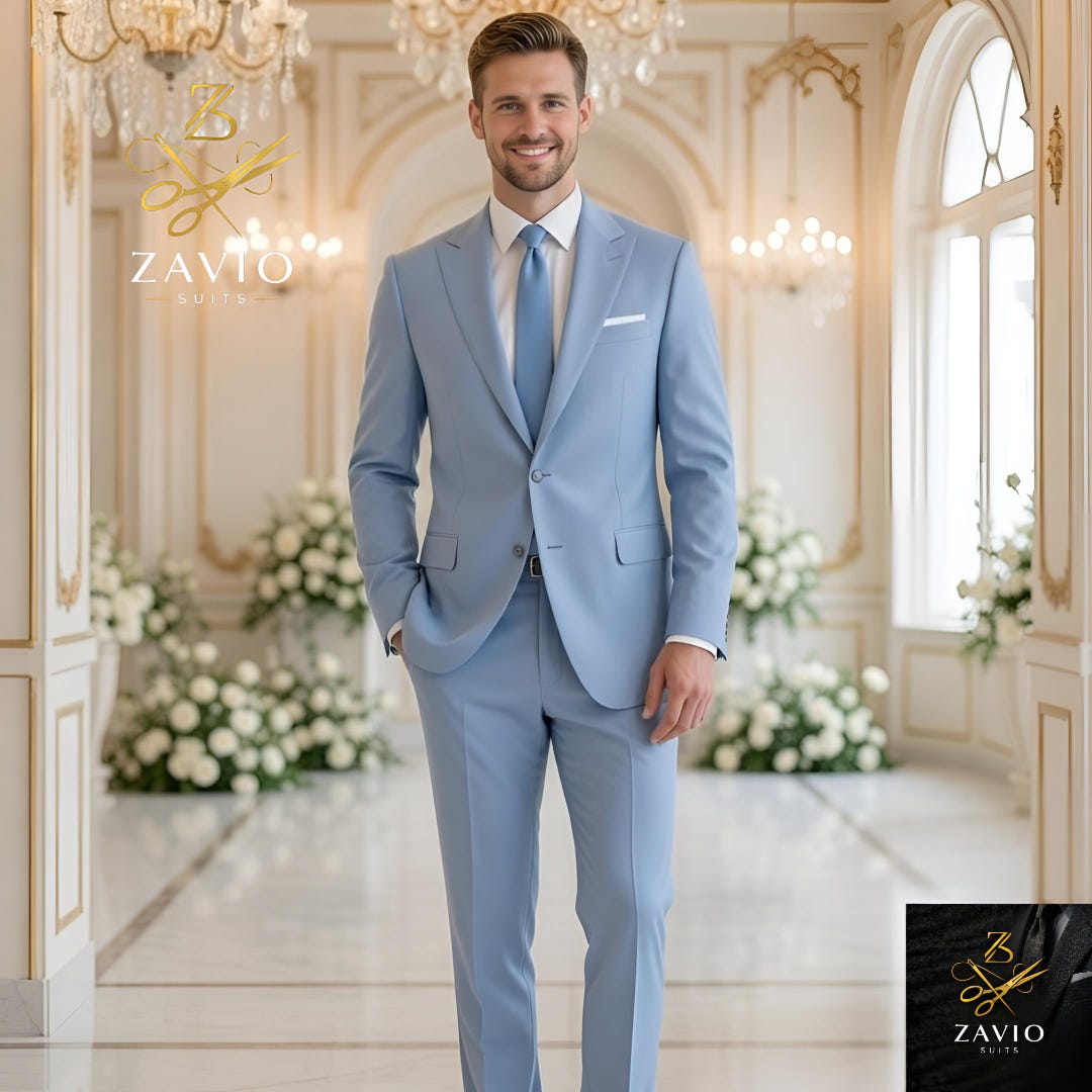 Light Blue Wedding Suit Men Sky Groom Tuxedo Hochzeitsanzug Hellblau ...