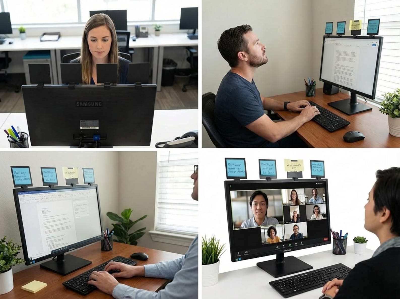 Clip-on Monitor Note Holder: Sticky and Plain Paper Note Display System ...