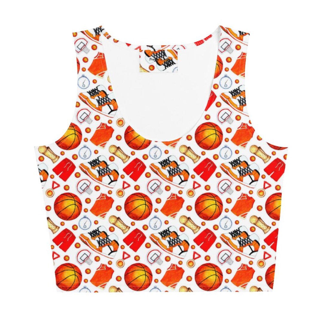 Basketball Print Crop Top: Athleisure Fitness Apparel - Etsy