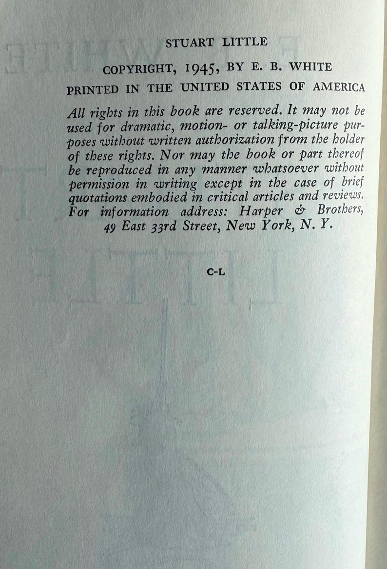 Stuart Little by E.B White, Pictured by Garth Williams. 1945. - Etsy