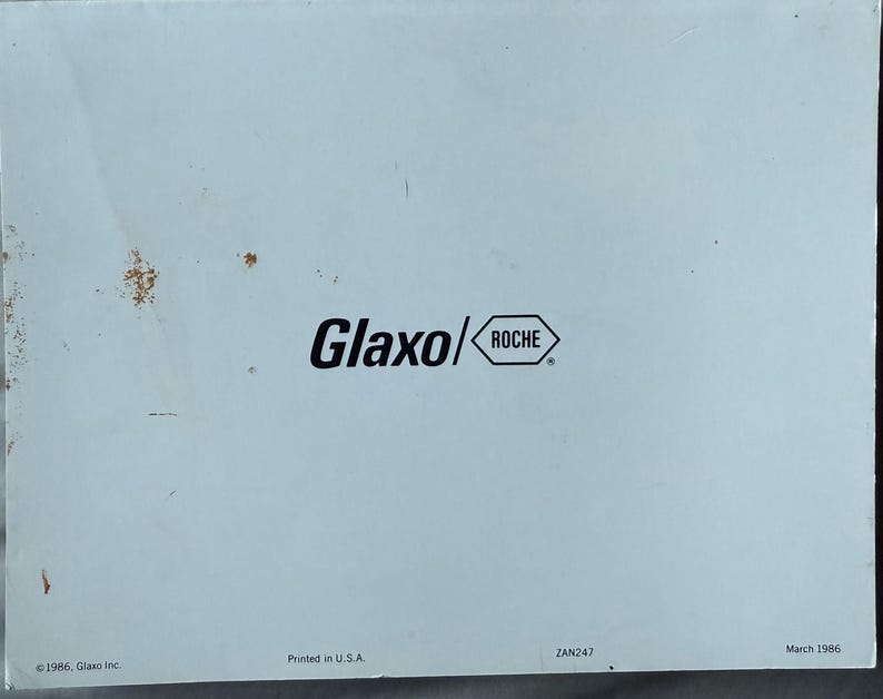 Vintage Glaxo/roche Pharmaceutical Writing Pad. (zantac- Control Acid ...