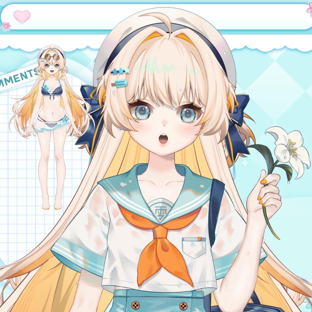 Live 2d Model Glass Summer Vtuber Model For Sell Premade Vtuber Model