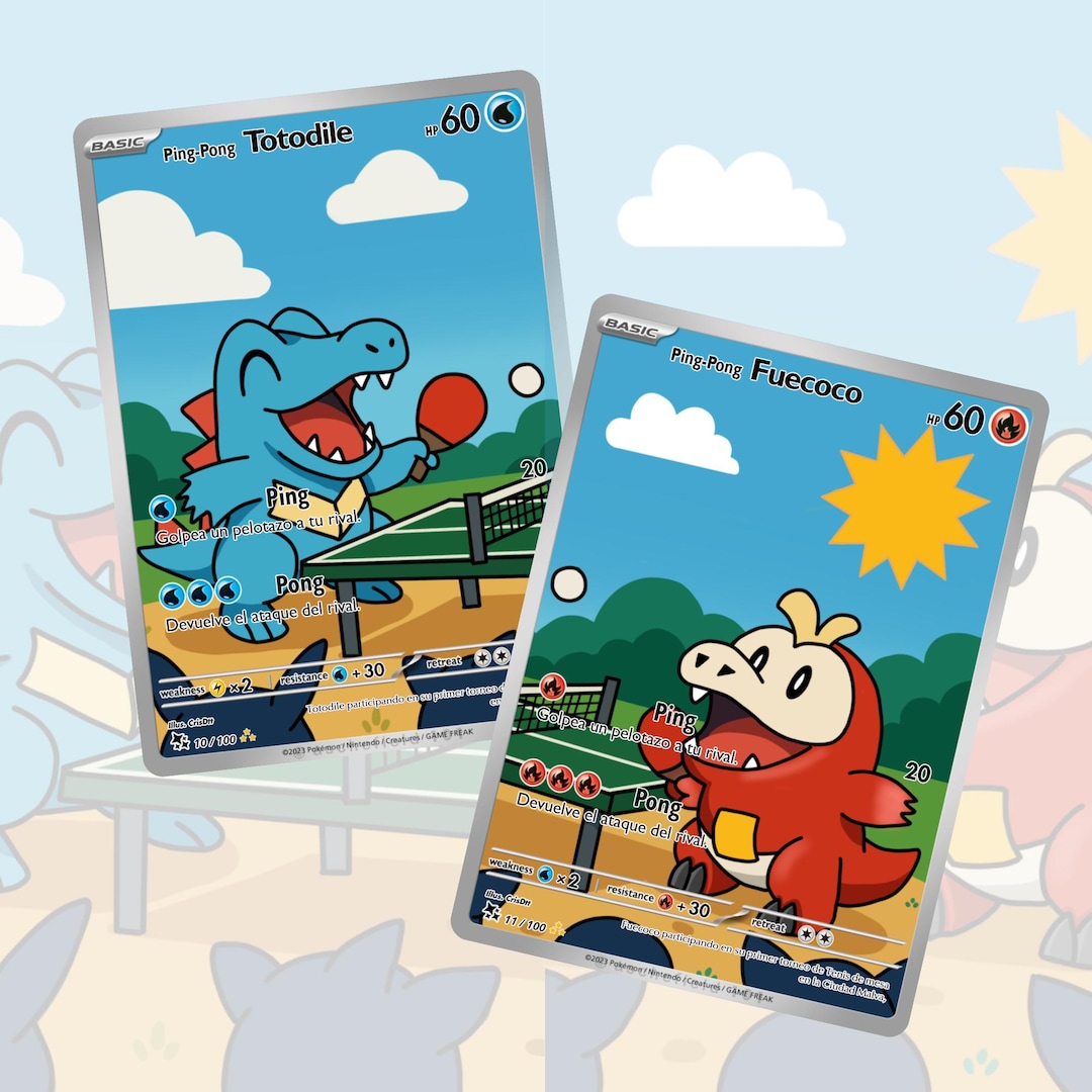 Totodile & Fuecoco Ping-pong | Custom Card Fan Art Pokemon TCG - Etsy