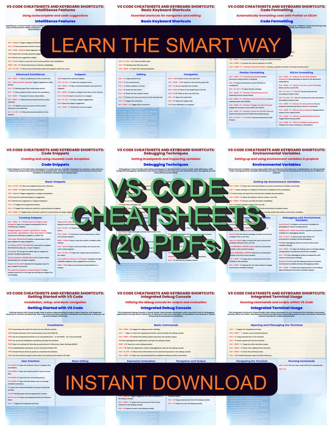 VS Code Cheat Sheets Bundle (20 Pdfs) - Etsy