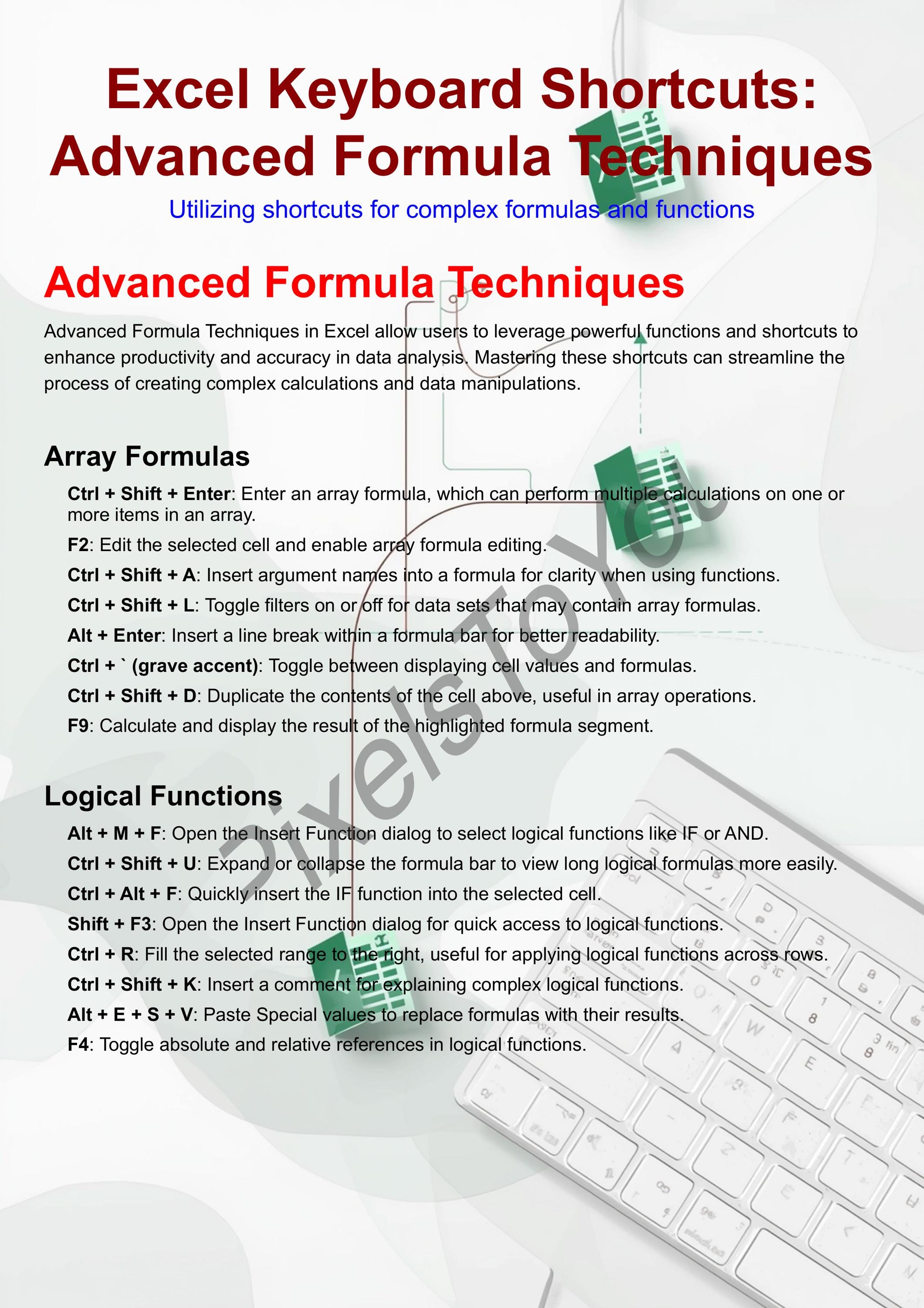 Excel Keyboard Shortcuts Cheat Sheet Bundle - Etsy Australia