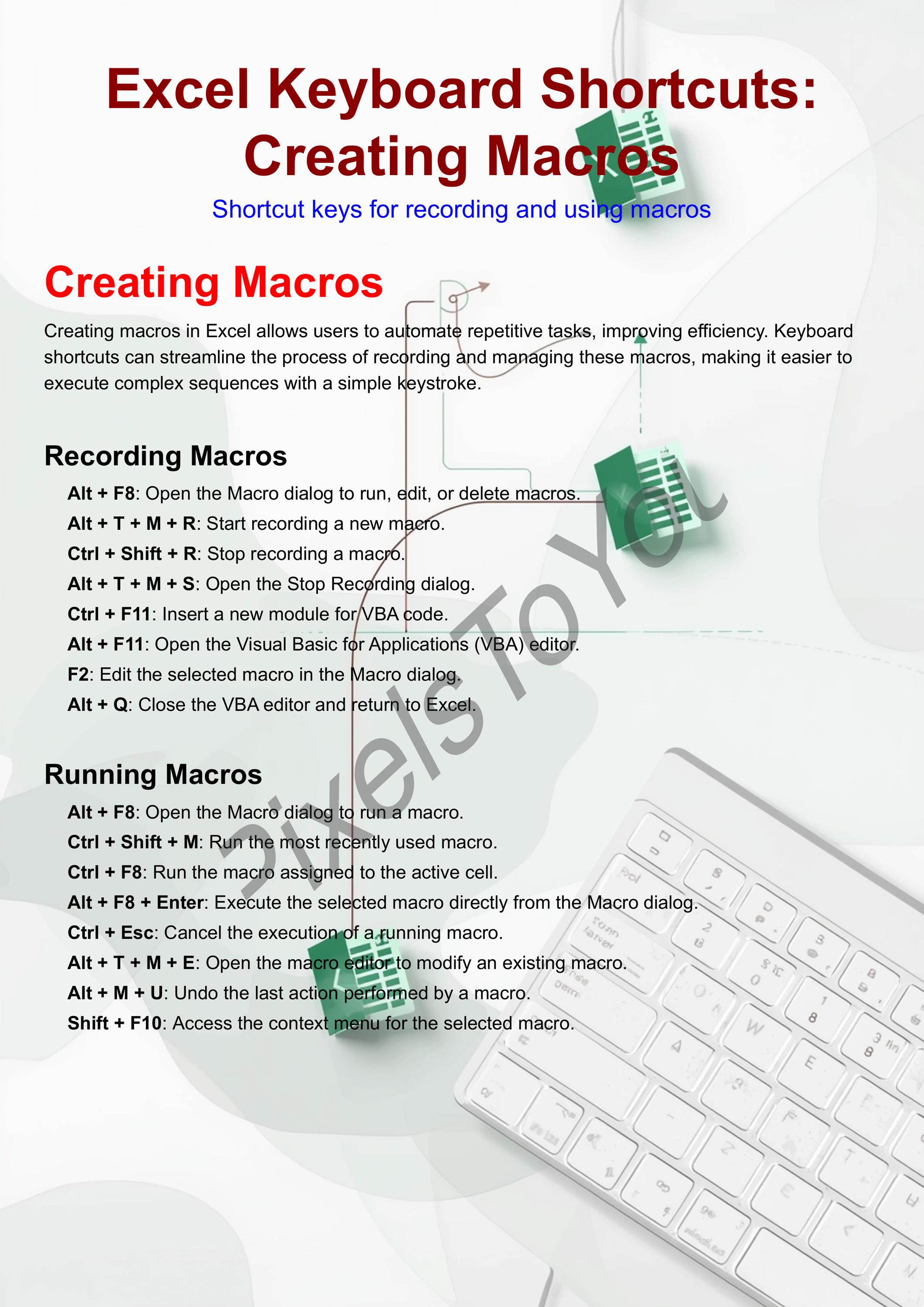 Excel Keyboard Shortcuts Cheat Sheet Bundle - Etsy Australia