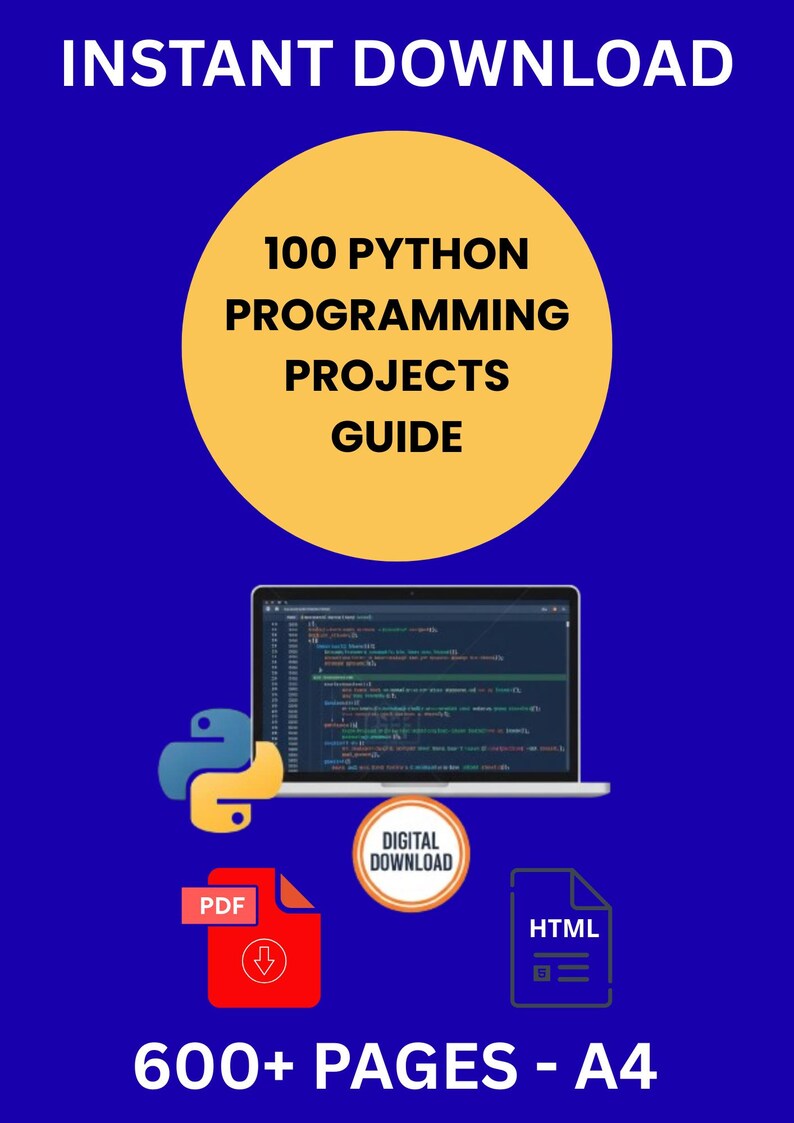 100 Python Programming Projects Guide - Ai-generated Coding Tutorials PDF & HTML Digital ...