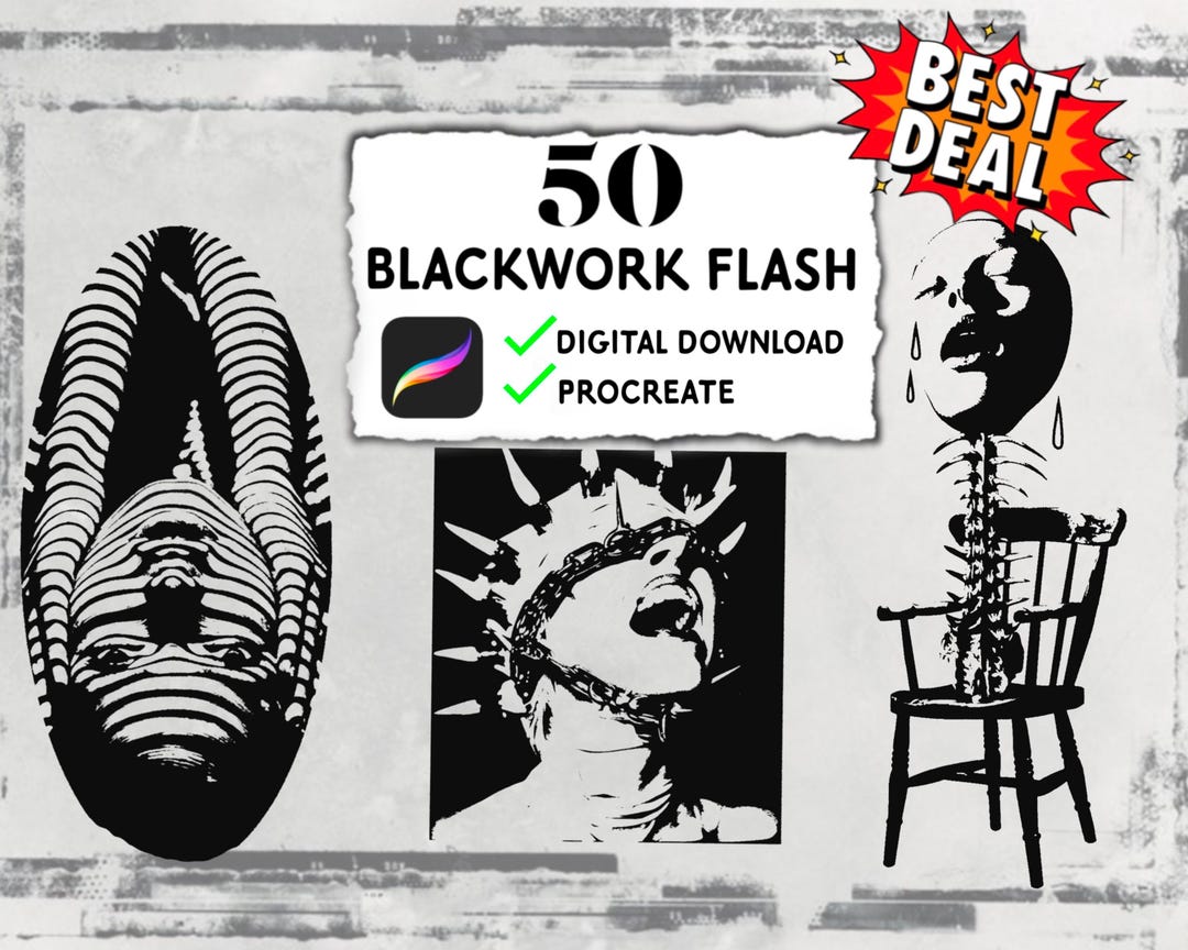Procreate Brushes | Tattoo Stamps | Blackwork Tattoo Flash | Procreate ...