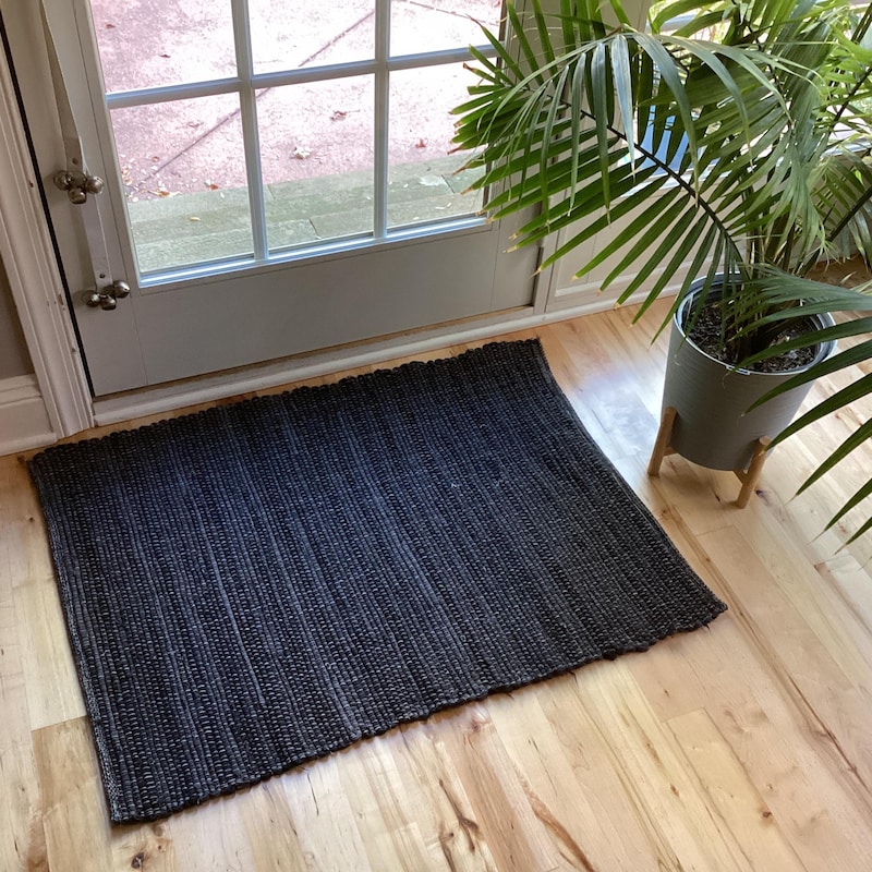 Long Rag Rug Runner Black - Etsy