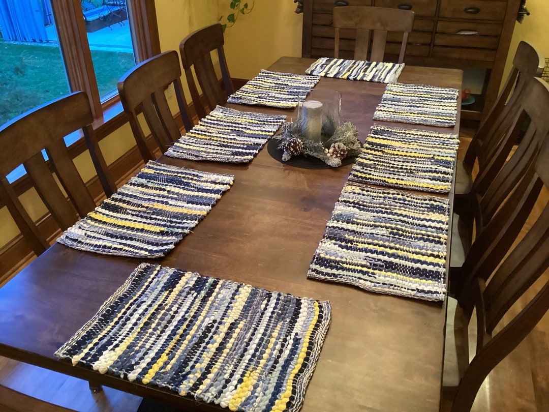 Set of 2 Handwoven Blue and Yellow Placemats - Multiple Sets Available ...