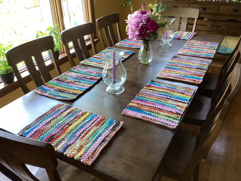 Handwoven Colorful Placemats With Matching Table Runner - Etsy