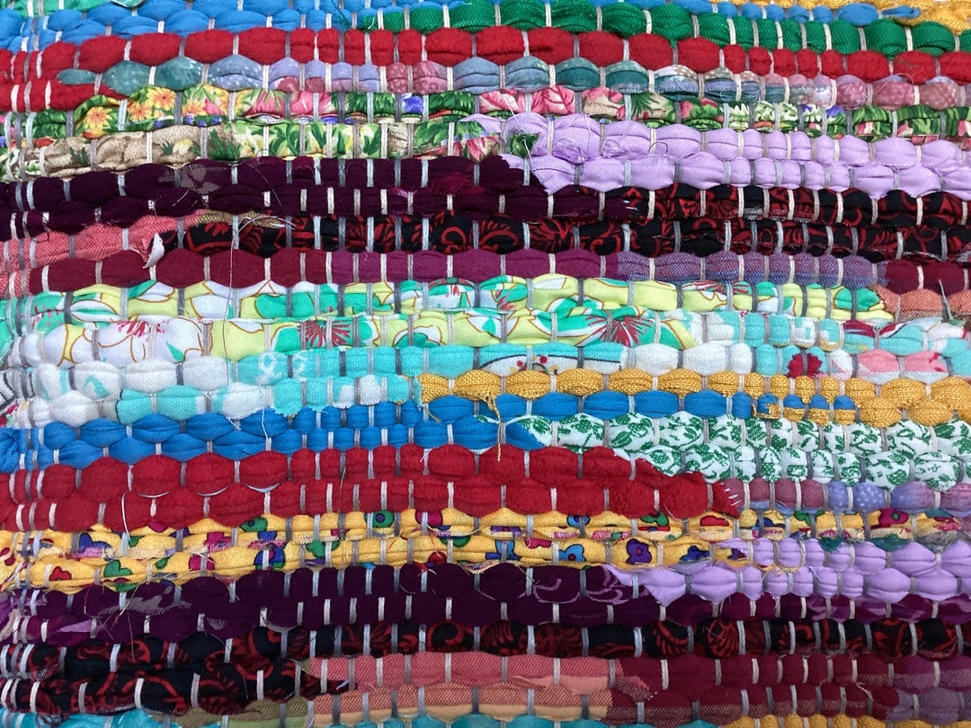 Set of 2 Colorful Handwoven Placemats Multicolor Placemats Chindi Table ...