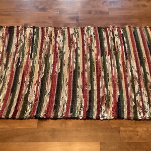 Handwoven Multicolor Rag Rug Farmhouse Reversible Throw 65x28 - Etsy