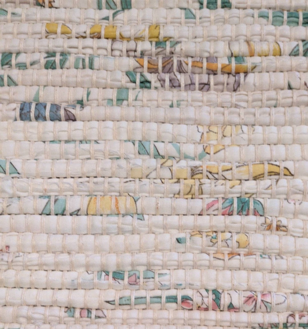 Handcrafted Floral Pattern Rug in Teal and Yellow - Etsy