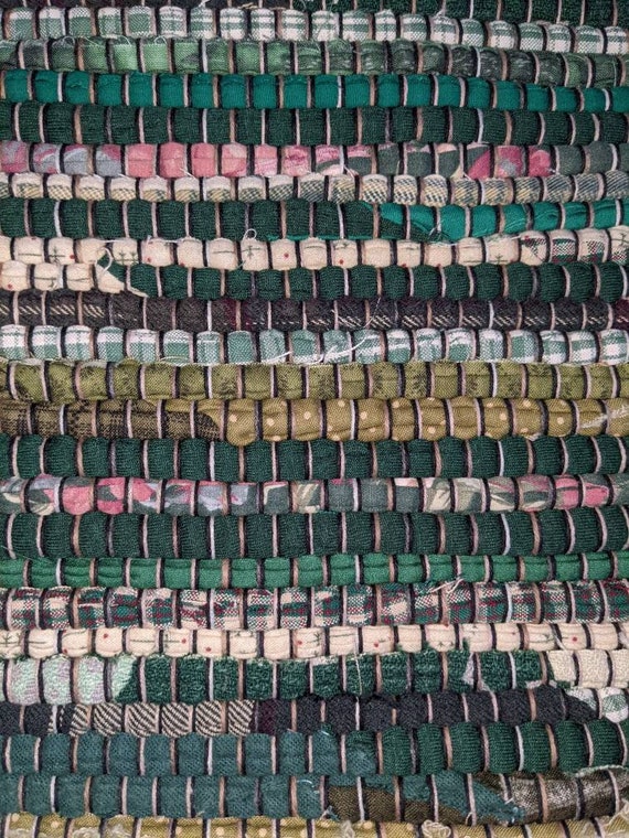 Green Floral Rug Handwoven Rag Rug Two Available - Etsy