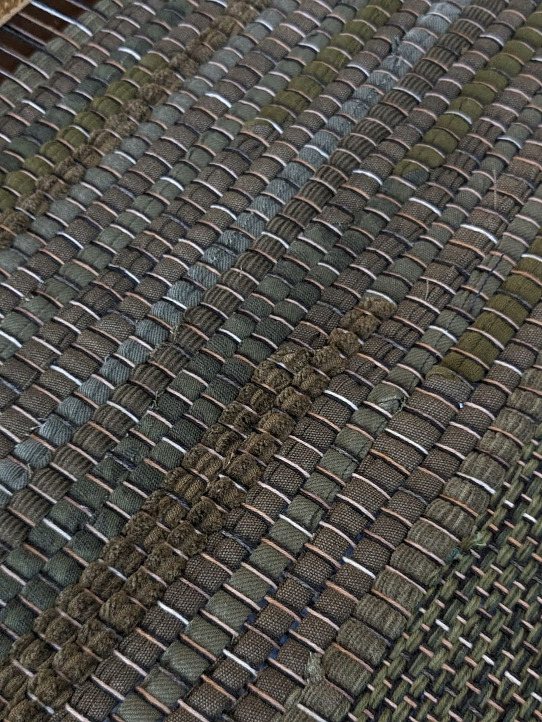 Handwoven Dark Sage Green Rag Rug for Kitchen, Bathroom, and Man Cave ...