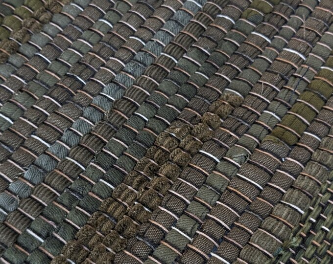 Handwoven Dark Green Rag Rug for Kitchen, Bathroom, and Man Cave Decor ...