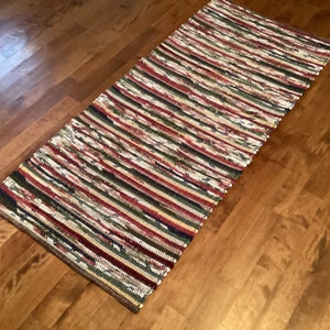 Handwoven Multicolor Rag Rug Farmhouse Reversible Throw 65x28 - Etsy
