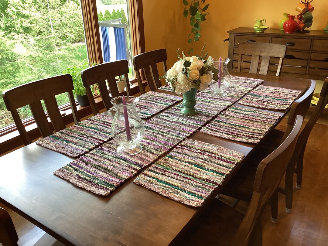 Set of 2 Handwoven Purple and Green Placemats With Matching Table ...