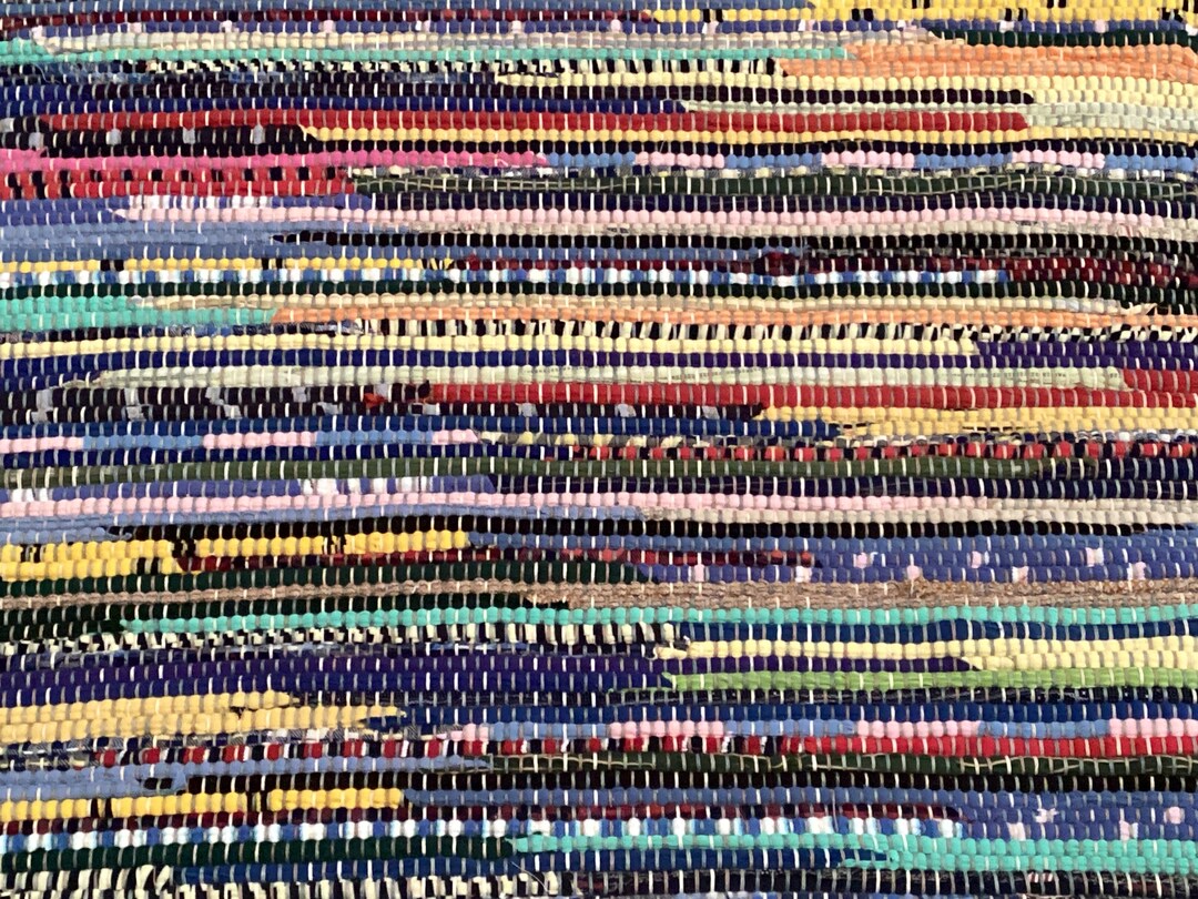 Colorful Woven Rag Rug Handwoven Rag Rug Runner Hit and Miss Rug 40x34 ...