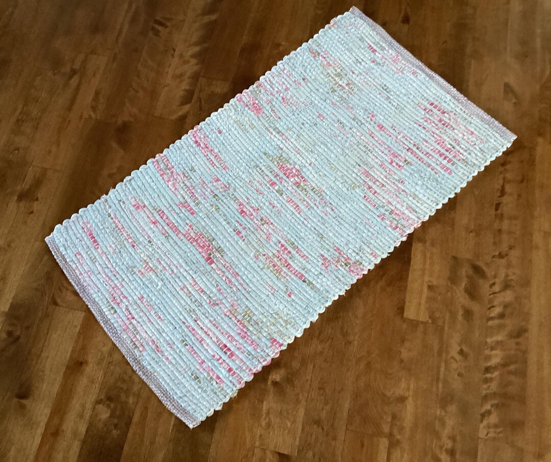 Handwoven Blue and Pink Rag Rug 39"x21.5" - Etsy