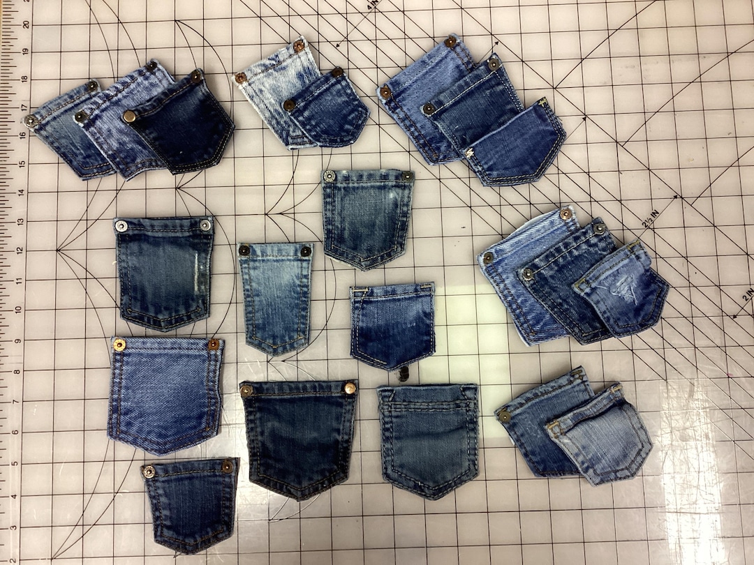 Set of 10 Small Blue Jean Denim Coin Pockets - Perfect for Crafting ...