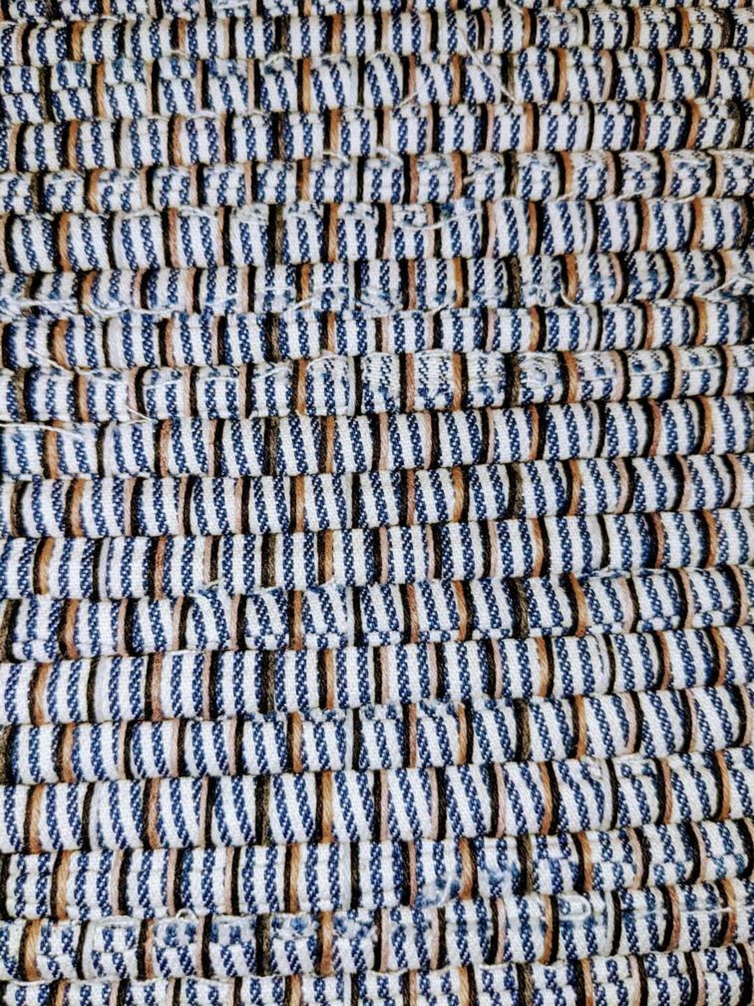 Coastal Blue Rug Handwoven Rag Rug Blue and White Pinstripe - Etsy