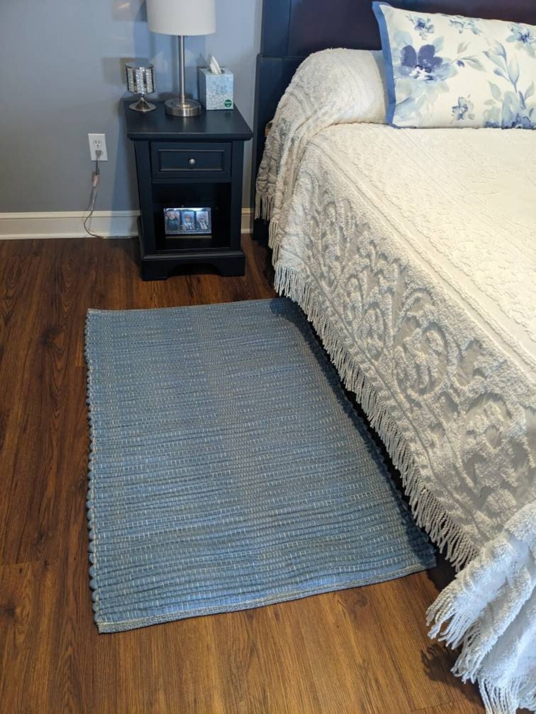 Coastal Blue Wool Rug Handwoven Rag Rug 50x33 - Etsy