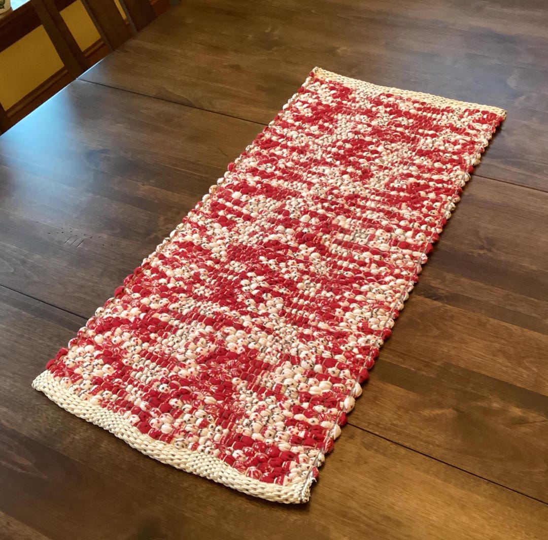 Woven Table Runner Red and White Home Decor 29x13 - Etsy