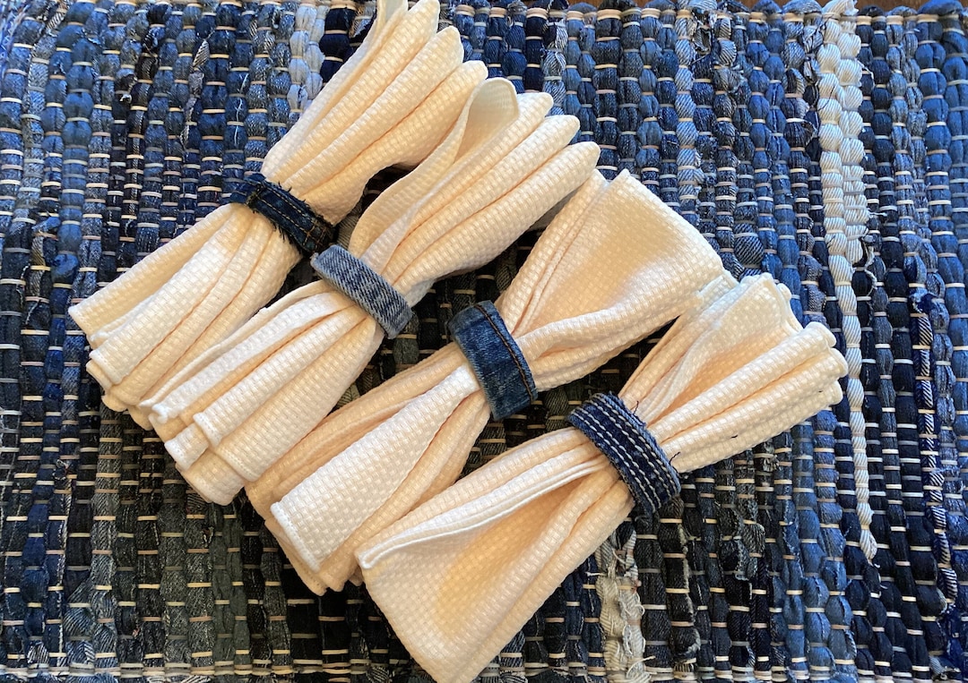 Denim Napkin Rings Blue Jean Fabric Inspired Napkin Holders Eco ...