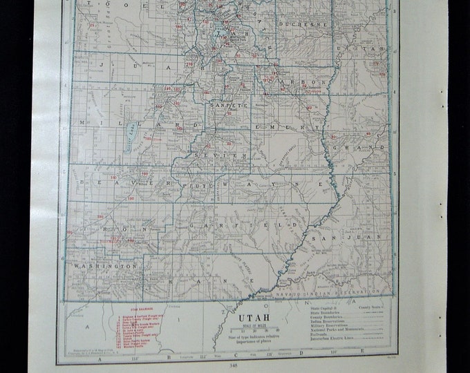 Map Page Utah 1932 Large 13.5 by 19.75 - Etsy