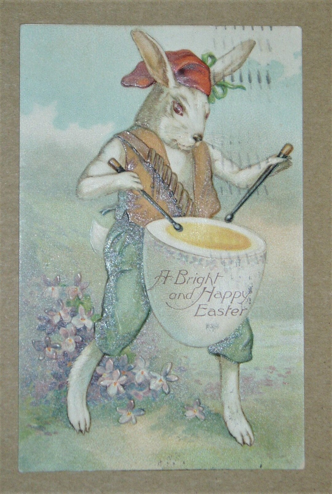 Easter Postcard, Rabbit Pushing Wheelbarrow - Etsy