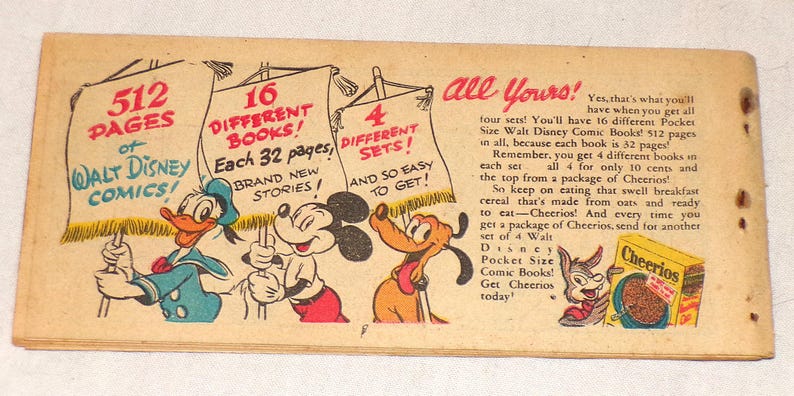 Comic, Mickey Mouse and the Haunted House, 1947 Cheerios Premium - Etsy