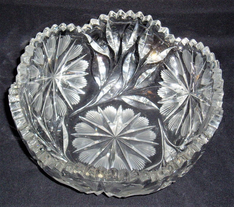 Cut Glass Bowl Bohemian Czech Floral Pattern - Etsy