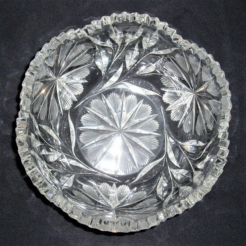 Cut Glass Bowl Bohemian Czech Floral Pattern - Etsy