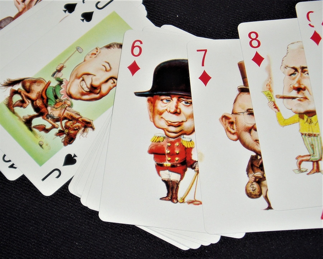 Politicards 1971, Humorous Playing Cards With Cartoon Political Figures ...