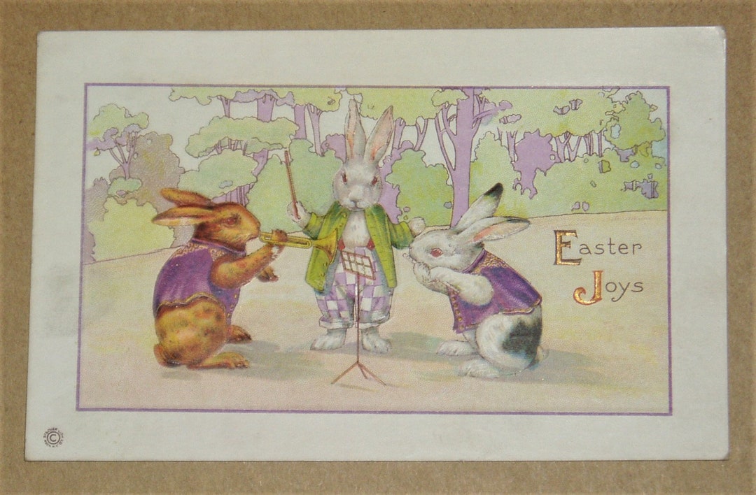 Easter Postcard, Bunny Band, Stecher - Etsy