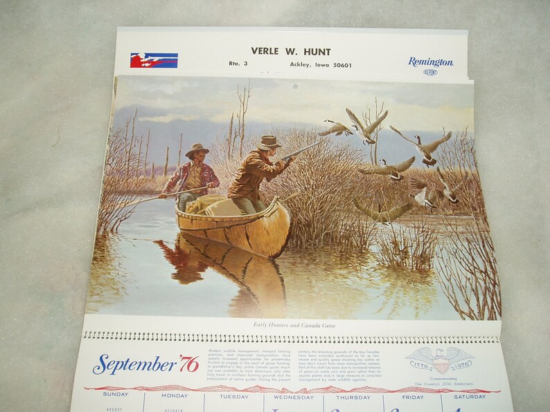 Remington Calendar 1976 Bicentennial Complete 12 Pictures | Etsy