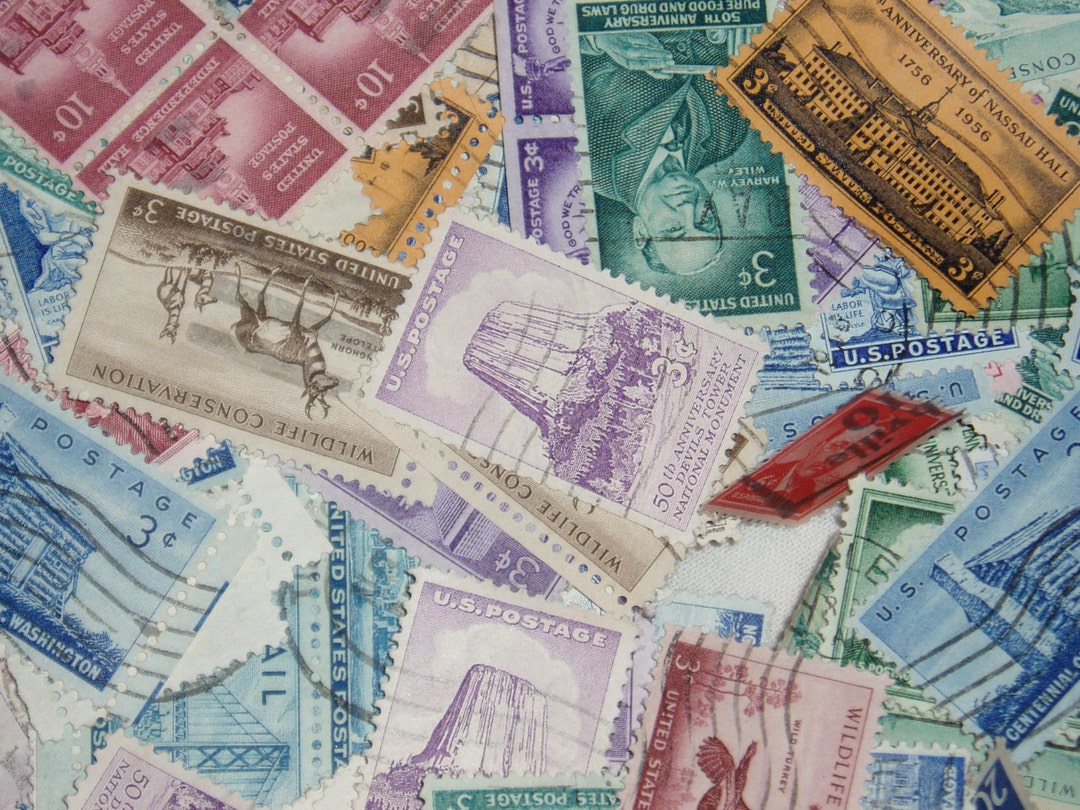 USA Postage Stamp Mixture, 100 Stamps, 1940's-1950's - Etsy