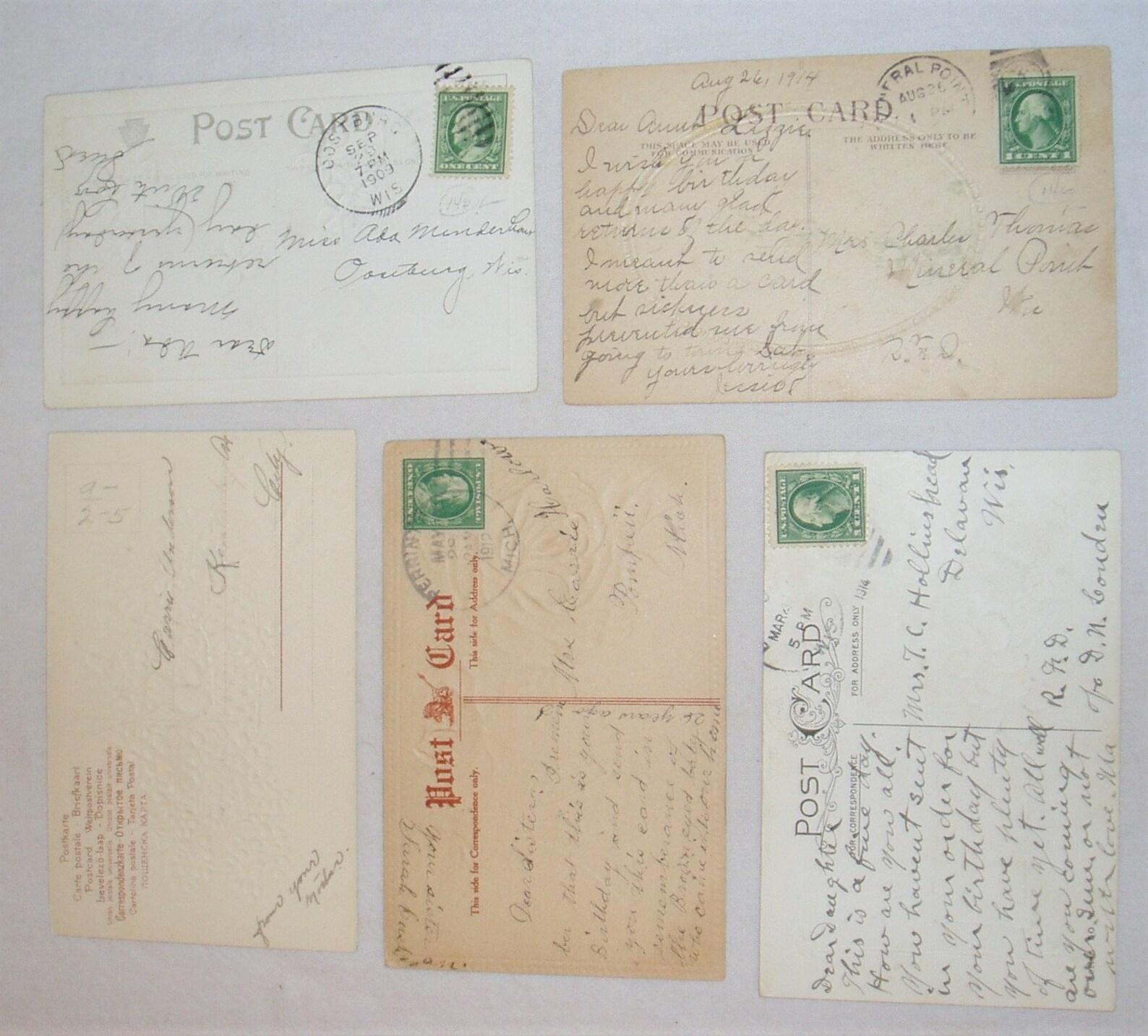 Postcard Group BD1 Antique Birthday 5 Used Cards 2nd Card | Etsy