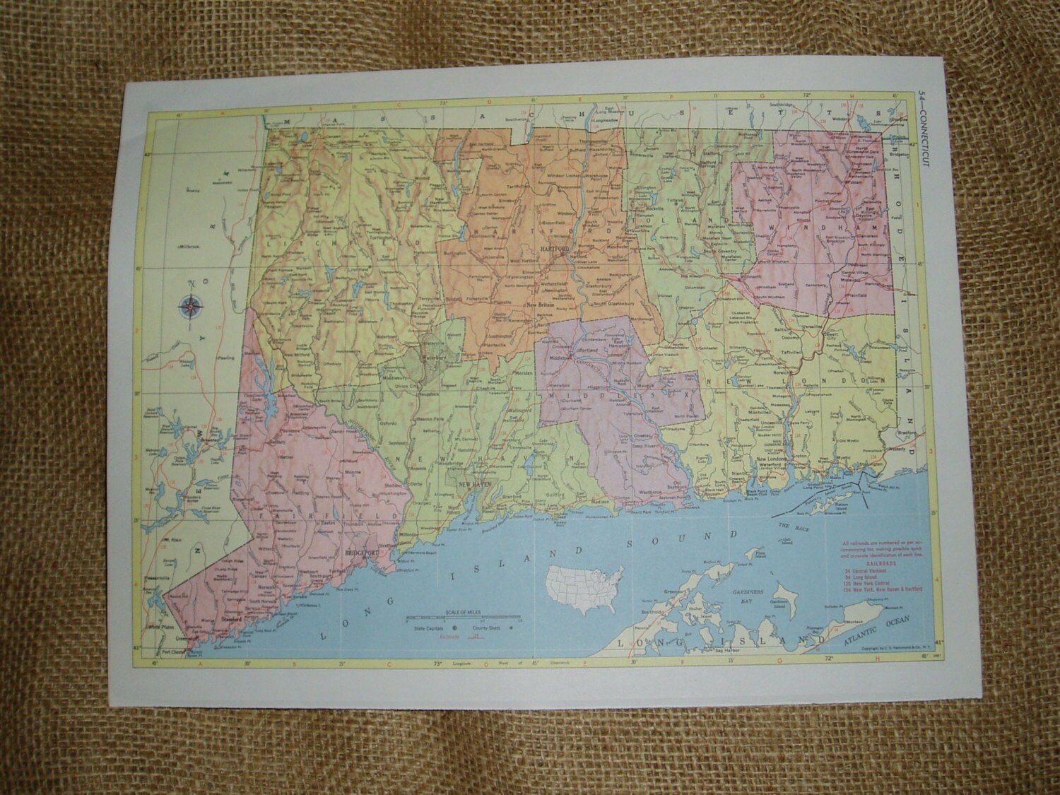 Railroad Map Colorado and Connecticut Rail Lines Vintage | Etsy