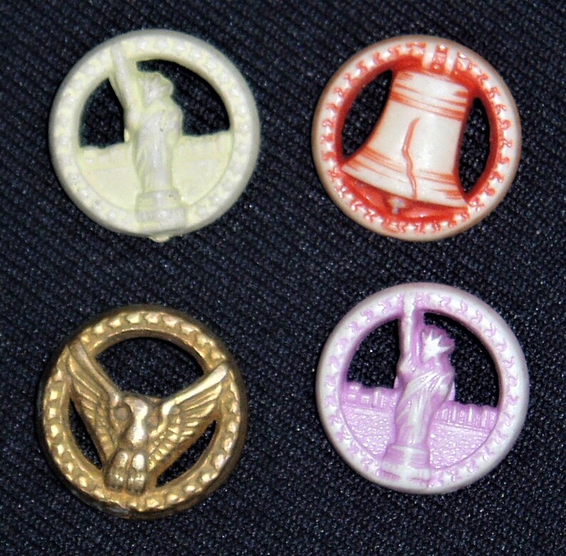 Antique Patriotic Buttons Realistic Goofies Plastic Set/4 - Etsy
