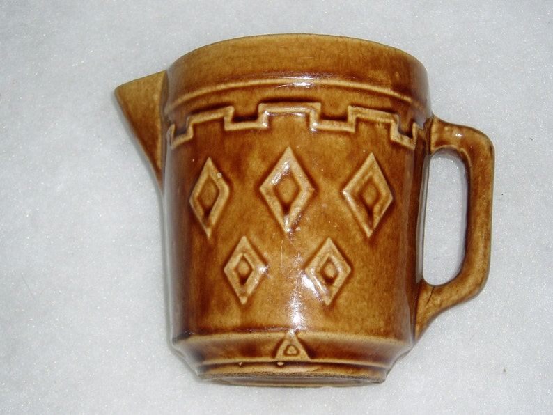 Antique Stoneware Pitcher Diamond Pattern Western Monmouth - Etsy