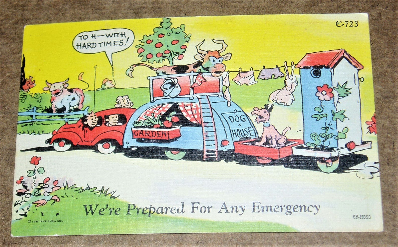 Vintage Postcard Cartoon 1940's Humor Pulling Trailers | Etsy