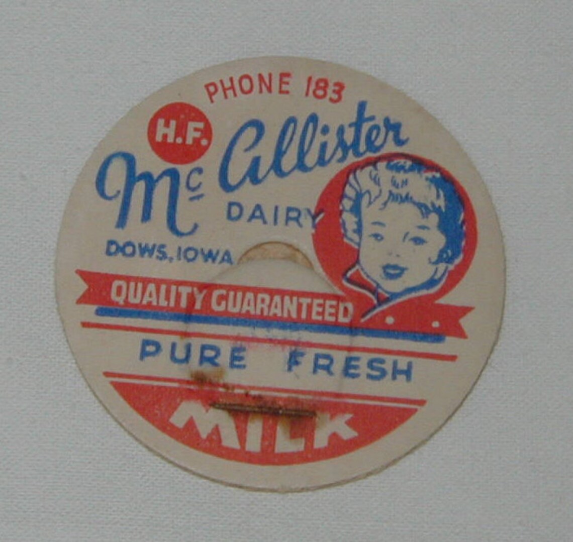 Milk Bottle Lids X 10 Mccallister Dairy Dows Iowa Antique - Etsy
