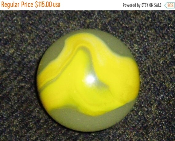 Vintage Glass Marble Akro Agate Ace Yellow Large 1 | Etsy