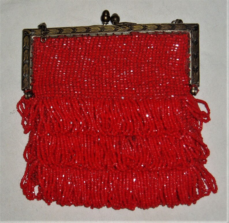 Antique Red Flapper Purse, Micro-beads, Vine Design - Etsy