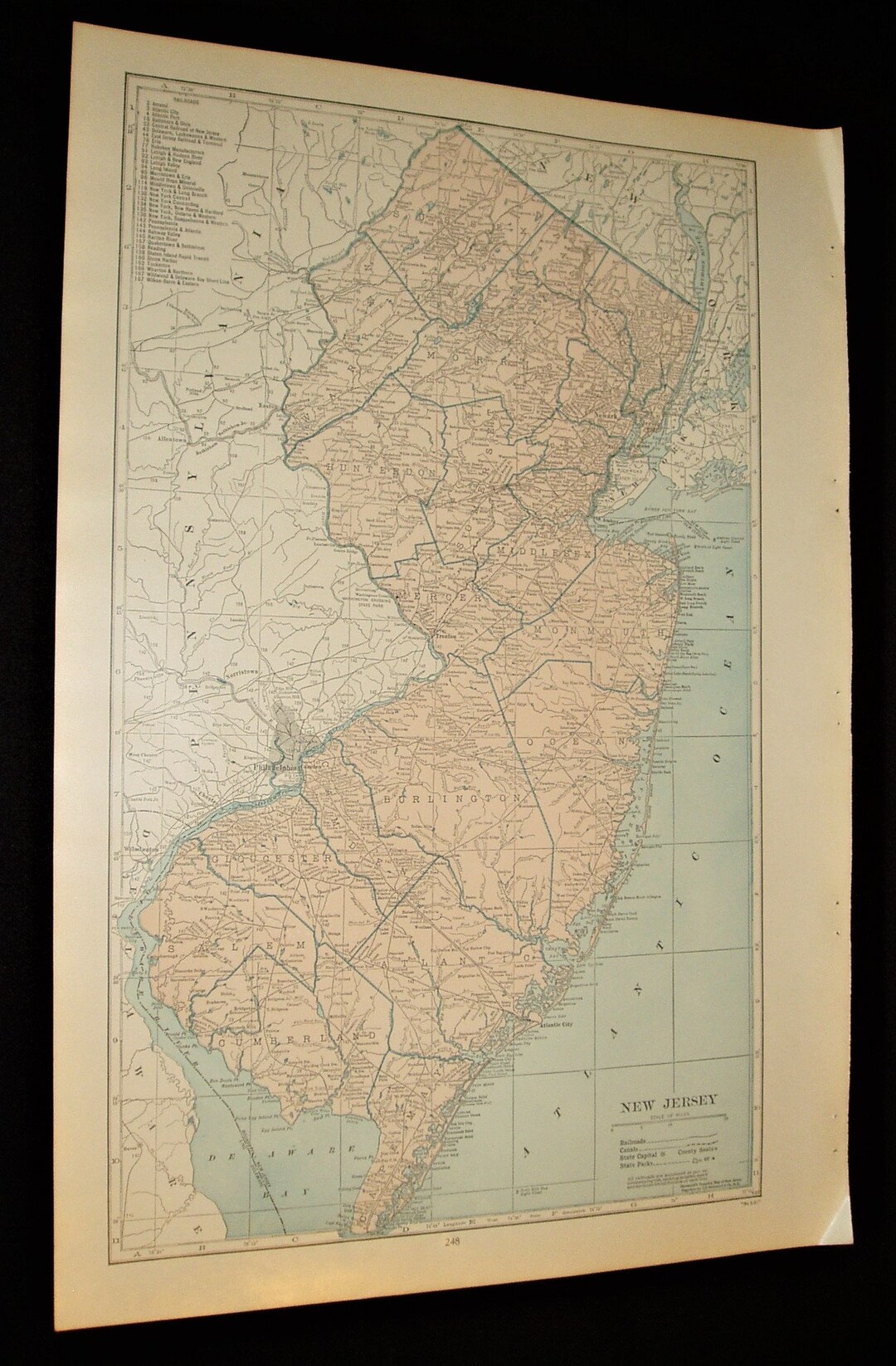 Vintage Map Atlas Page New Jersey 1932 Large 13.5 by - Etsy