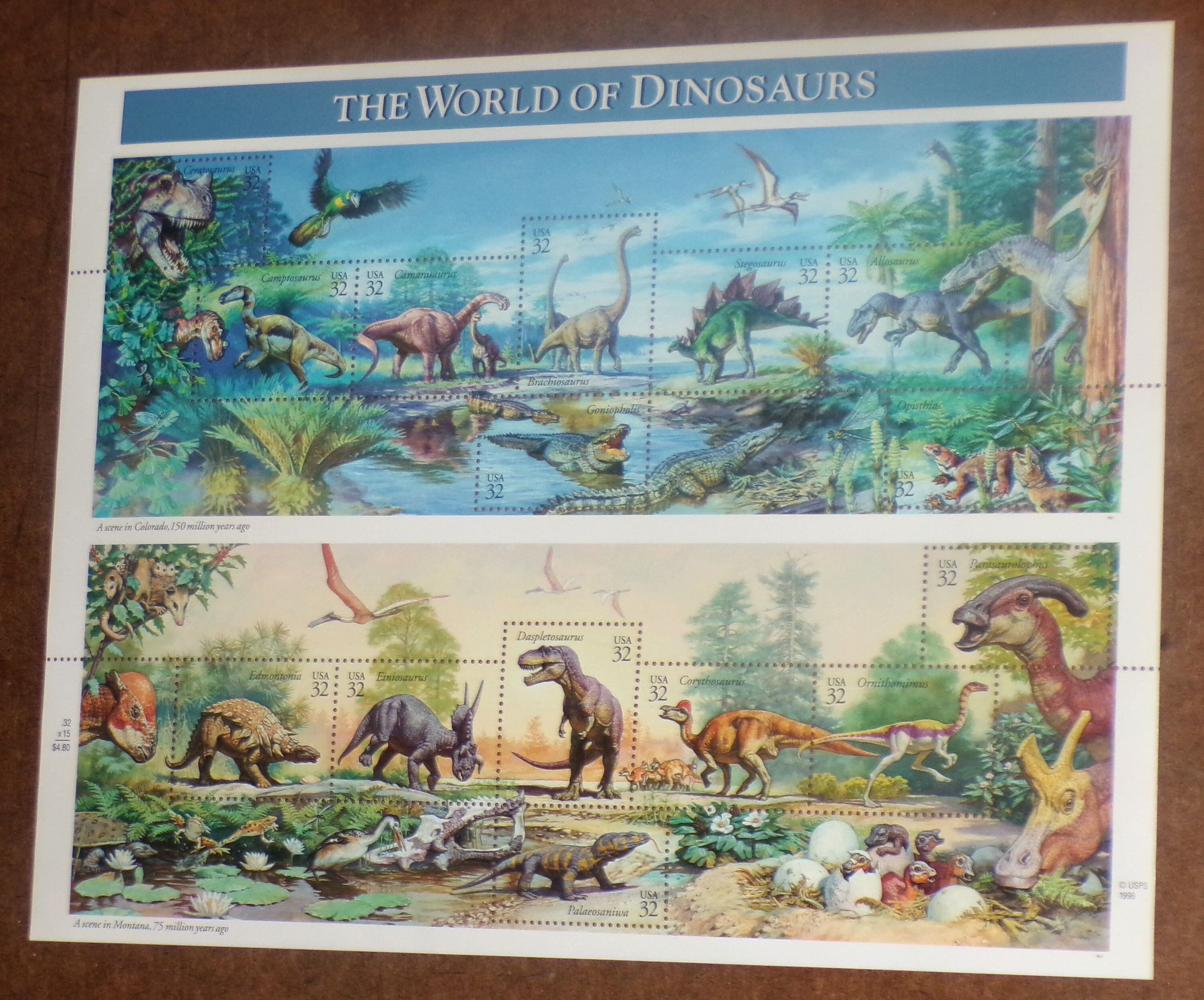 Mint 32c Stamp Sheet, the World of Dinosaurs, Scott Catalog #3136 - Etsy
