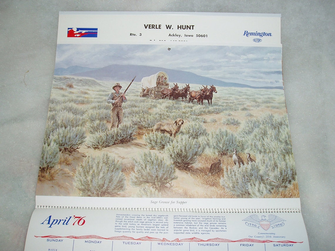Remington Calendar 1976 Bicentennial Complete 12 Pictures - Etsy